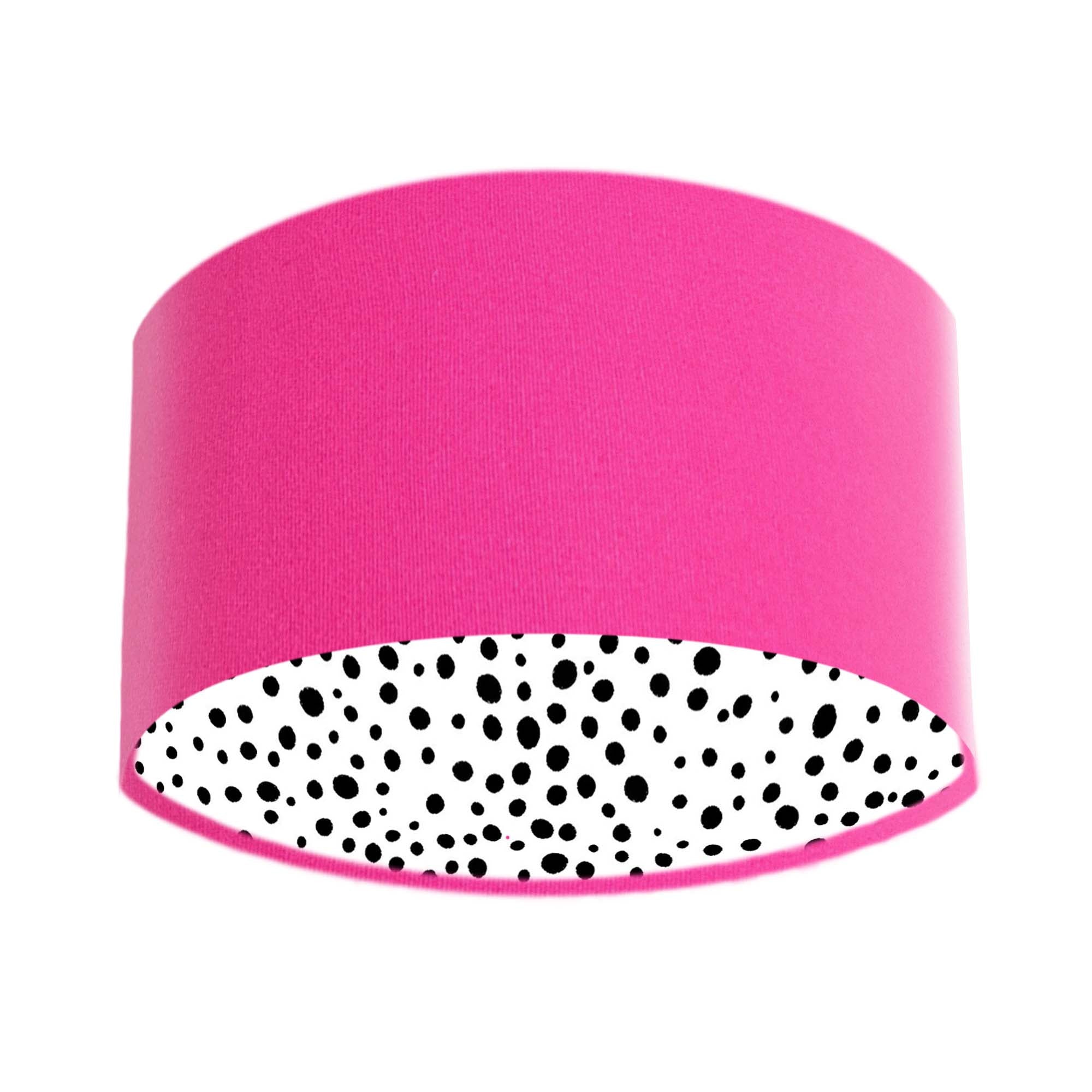 Black Polka Dot Lampshade in Hot Pink Velvet - Fuchsia Pink Lamp Shade