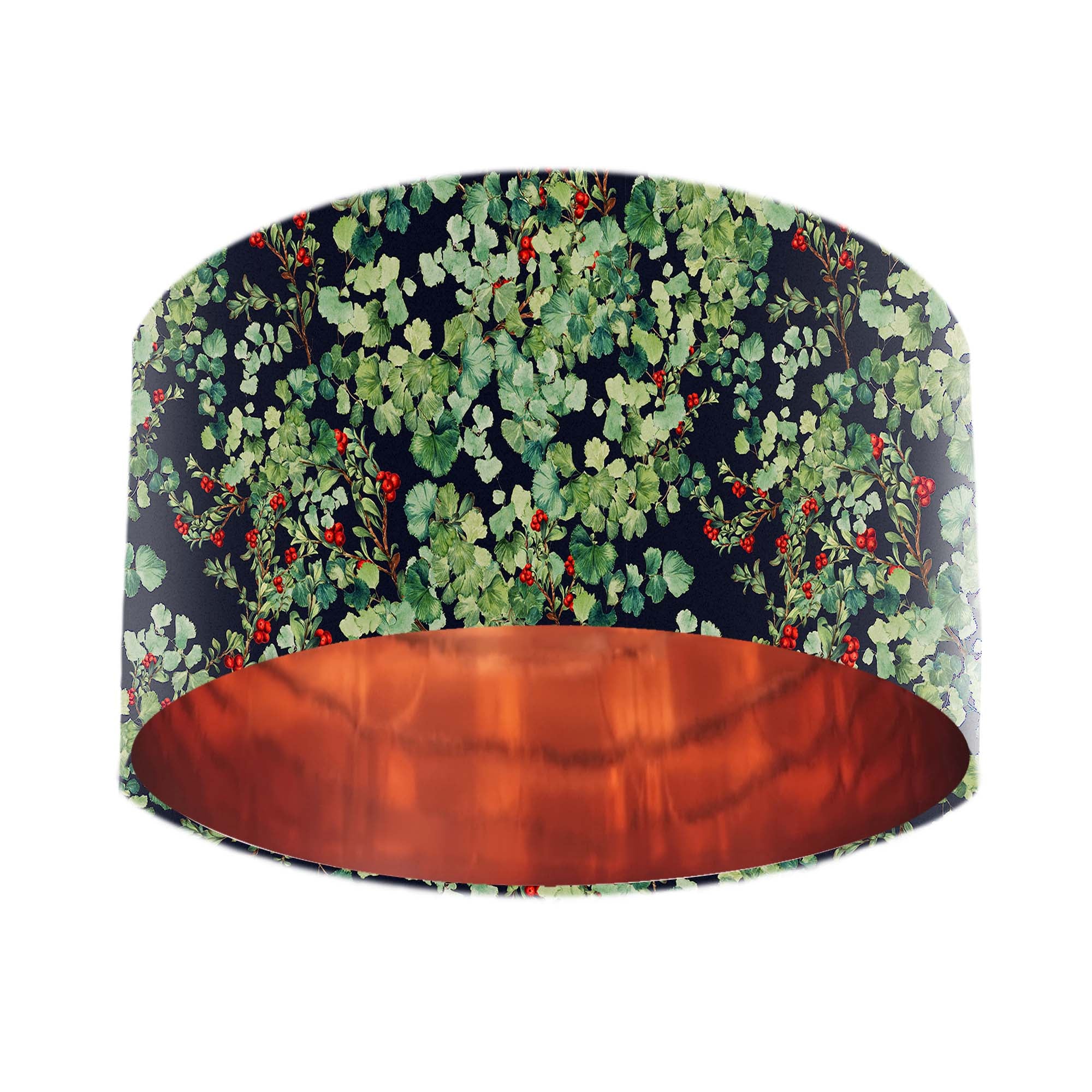 Red Berries Cotton Lampshade with Mirror Copper